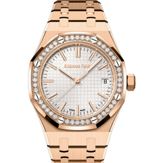 Audemars Piguet Royal Oak 37mm Silver-Toned Dial Rose Gold 50th ...